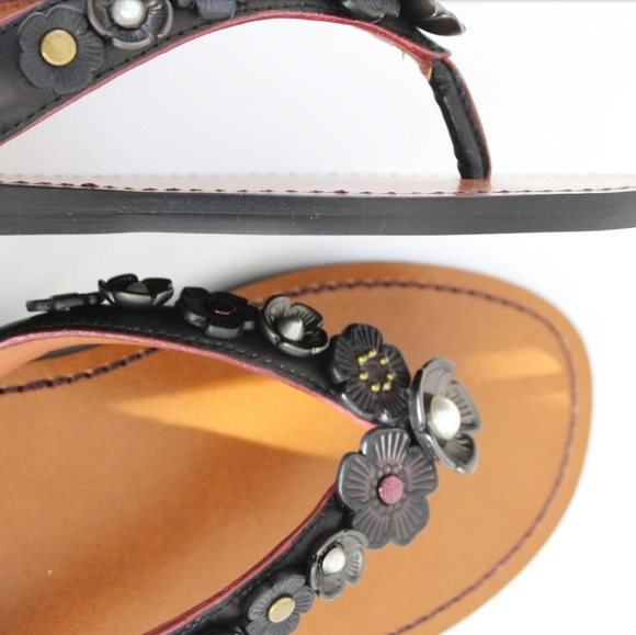 Coach | Shoes | Nwb Coach Tea Rose Thong Sandals | Poshmark